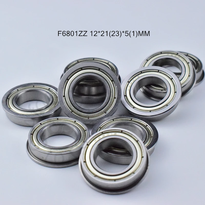 F6801ZZ 12*21(23)*5(1)MM 10pieces bearing Flange bearings 6801 F6801Z ...