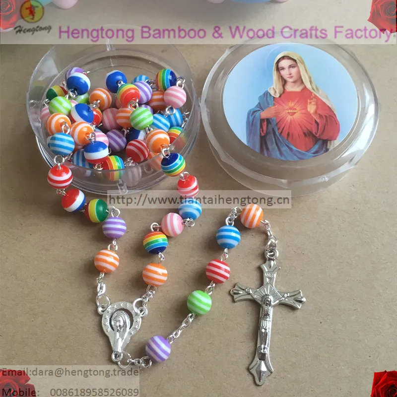 resin-stripe-bead-rosary-chain-religous-rosary-with-virgin-mary-rosary ...