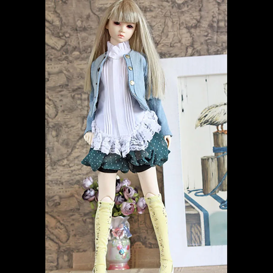 Bybrana 1/3 msd dz bjd sd dd dddy кукла использовать одежду джинсовая куртка+ белая кружевная ...