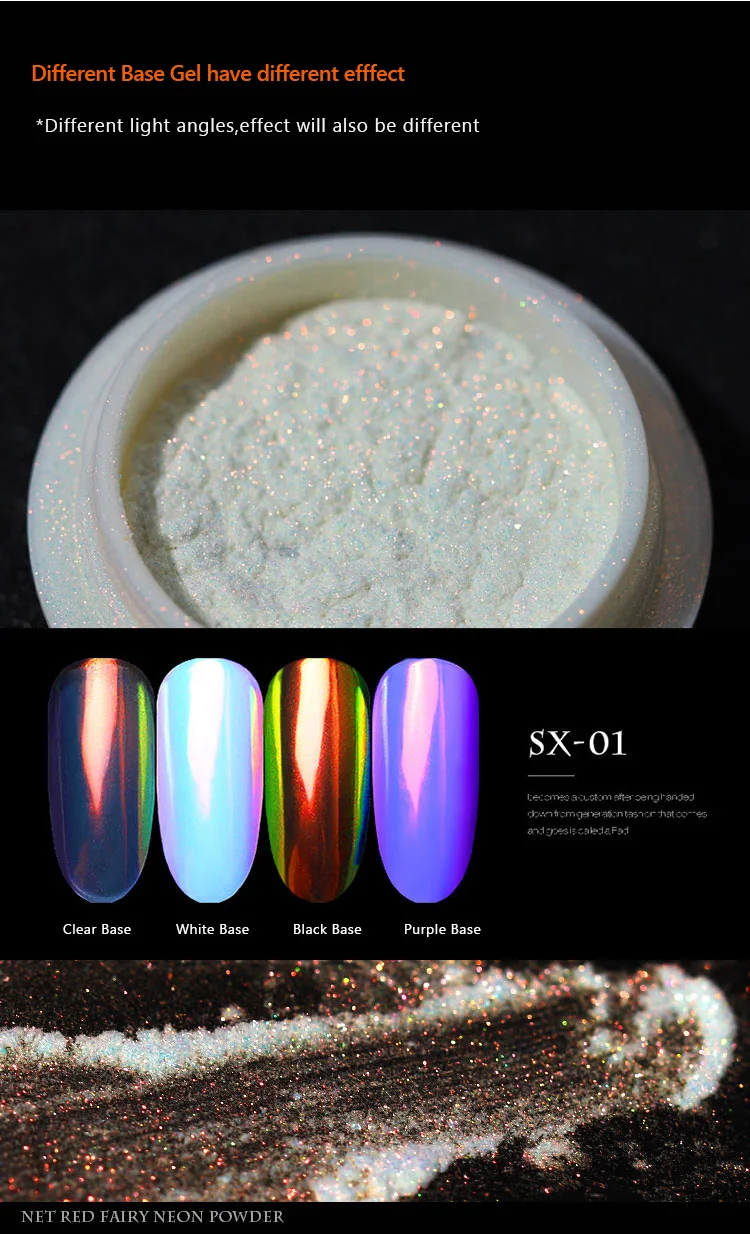 MAXIMA 0.2g Shell Pearl Nail Powder iridescent Chameleon Neon Nail Glitter Chrome Mermaid Powder ...