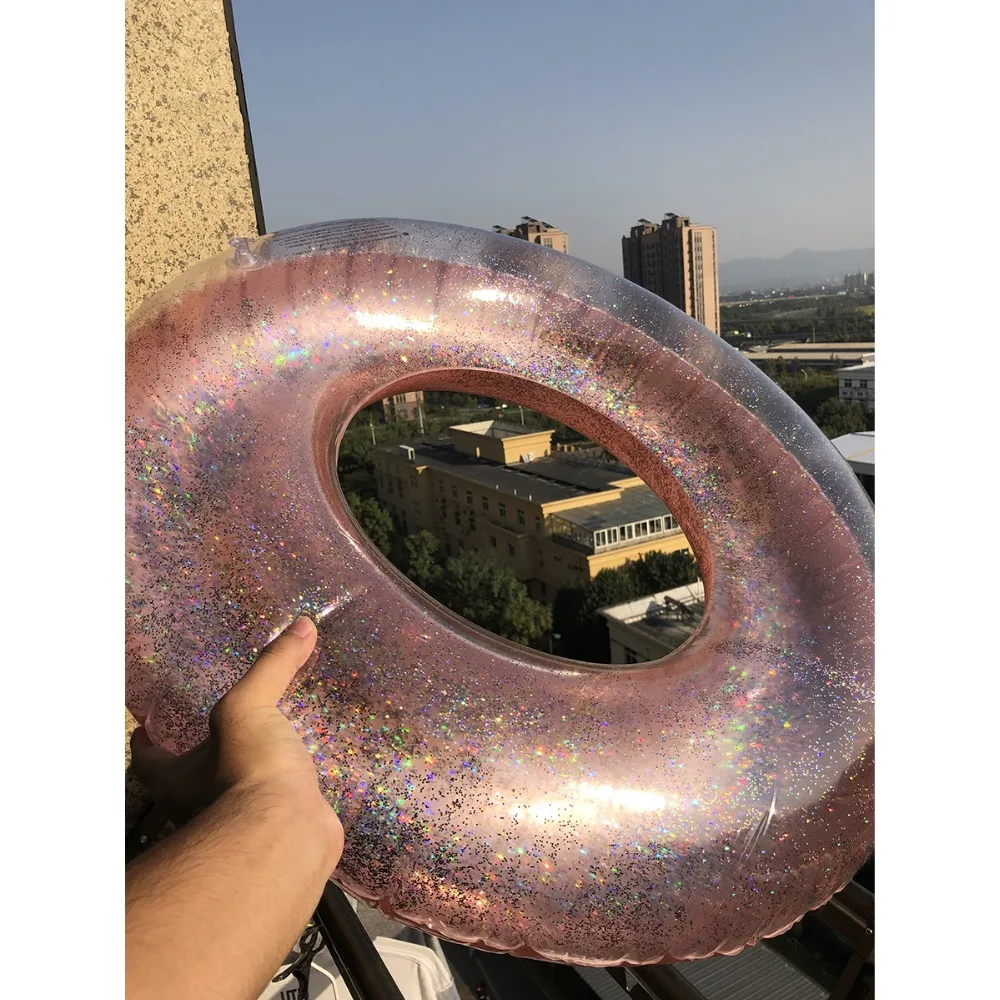 Rose Gold Bling Sparkling Adult Swimming Rings Inflatable Pool Float ...