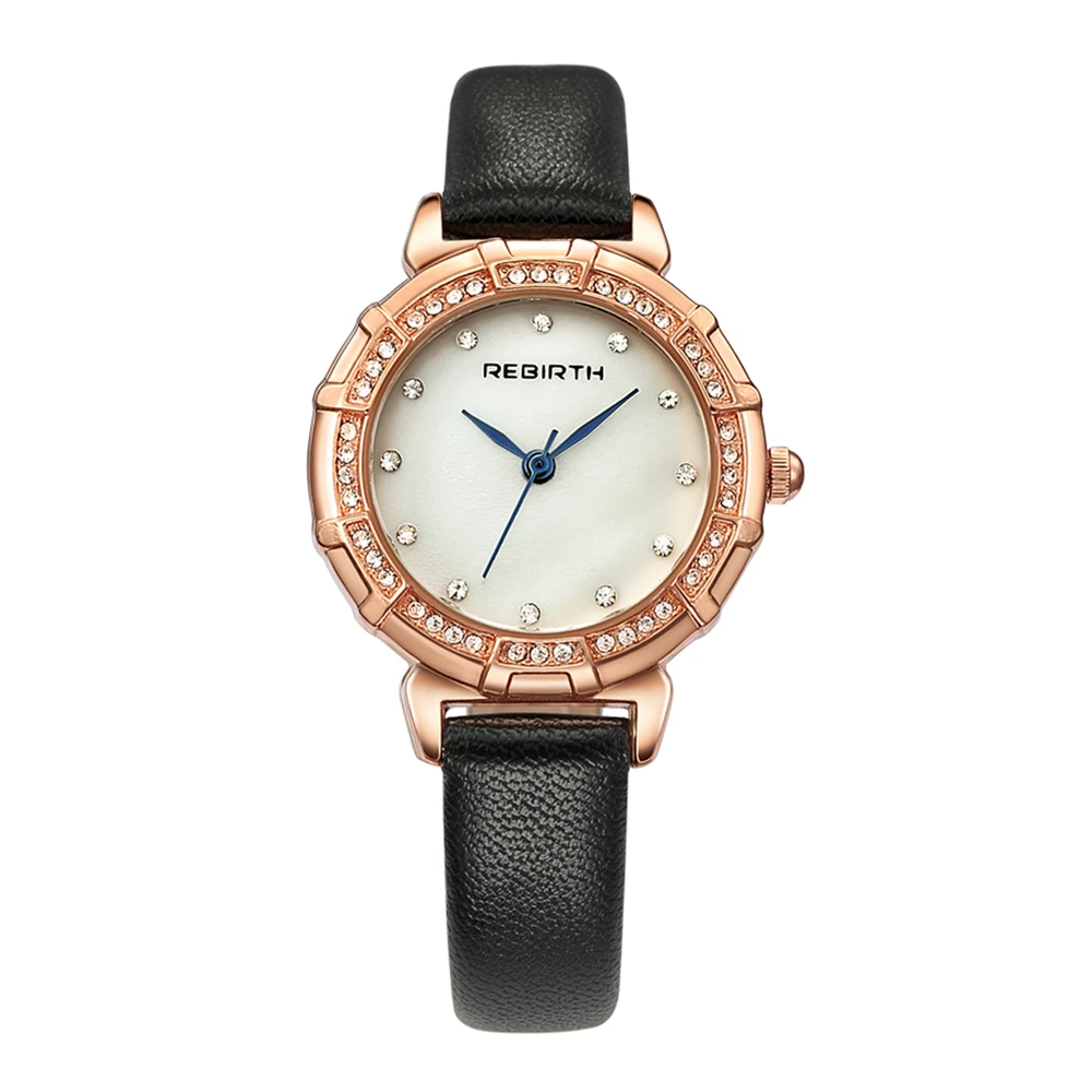 REBIRTH Diamond Rose Gold Case Women Watches Ladies Famous Female ...