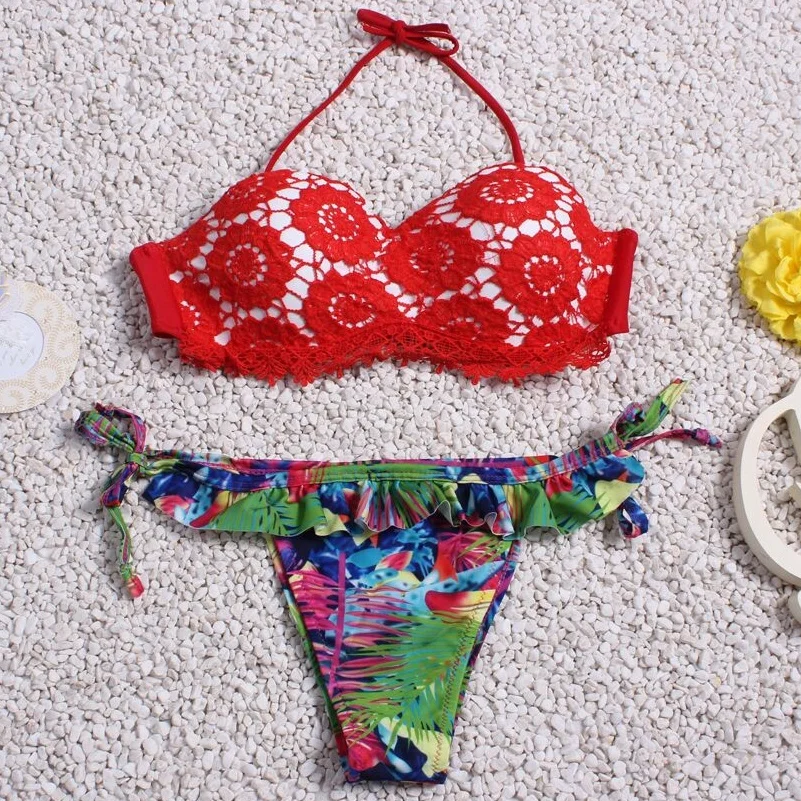 Popular Lace Design Sexy Women Swimwear Quality Bikinis Set Strappy ...
