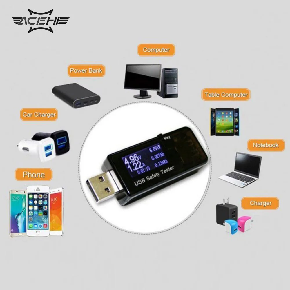 3 30V USB LCD Current Voltage Charger Capacity meter tester voltage ...