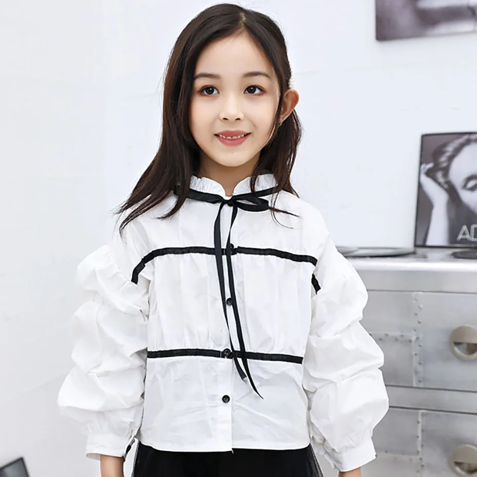 School Blouse For Girls White Girls Blouse 6 8 12 Years Long Sleeve ...