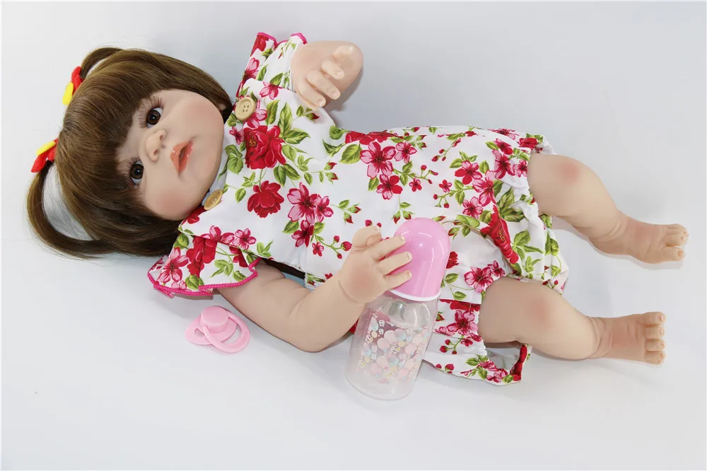 23inch reborn Realistic baby Doll Full silicone vinyl real touch bebe ...