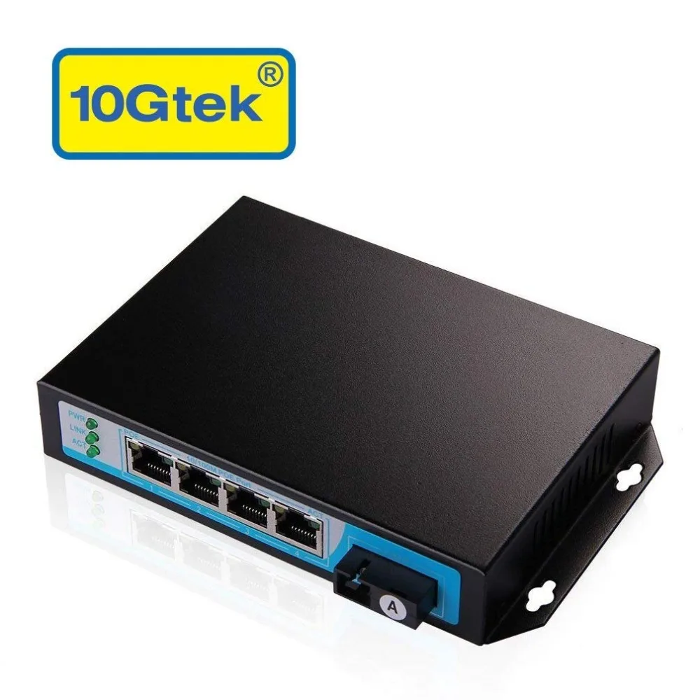 10Gtek 4 Port Fast Ethernet PoE Switch 10/100Mbps, with 65W 4 PoE Ports ...