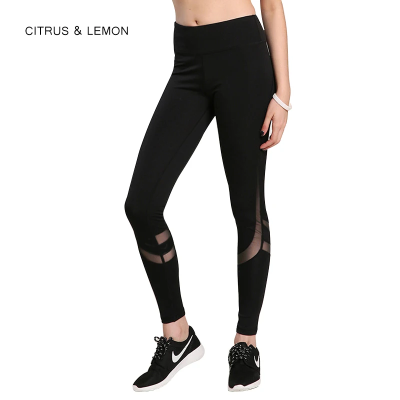 Citrusandlemon Women Pants Yoga Fitness Tights Sport Mesh Patchwork