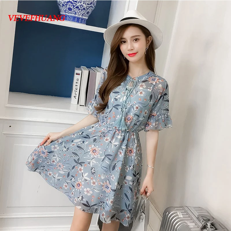 2018 New Summer Women Dress Printlt Small Clear Dresses L0792 In