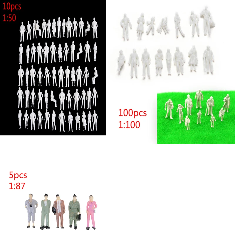 5/10/100pcs/pack 1:50 1:87 1:100 Scale White Model Miniature Figures Architectural Model Human ...