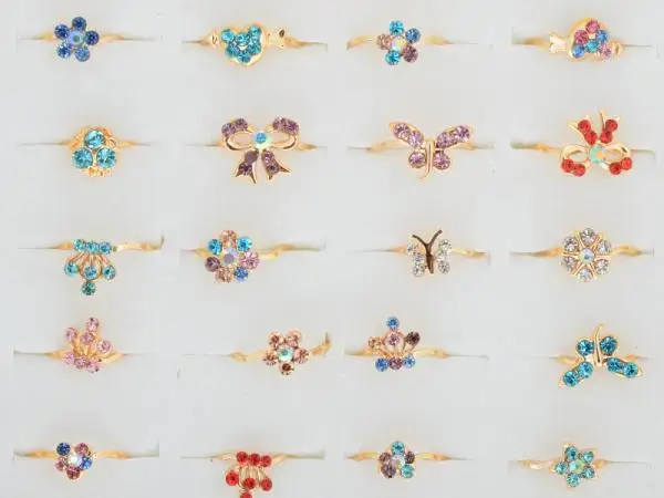 Wholesale 20Pcs/lot Popular Kids/Children Crystal Rings Colorful ...