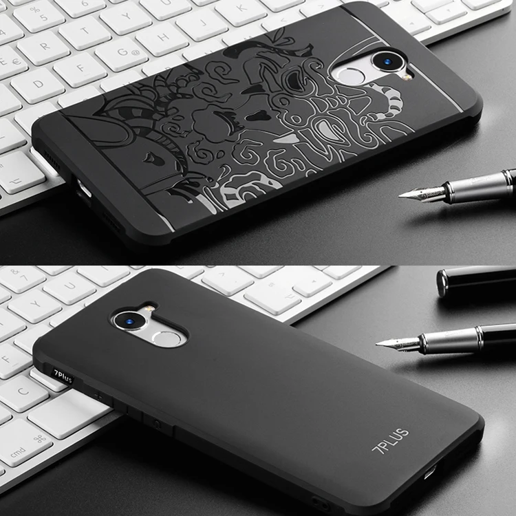 For Huawei Y7 Prime Case Soft silicone Dragon Pattern Protective back ...
