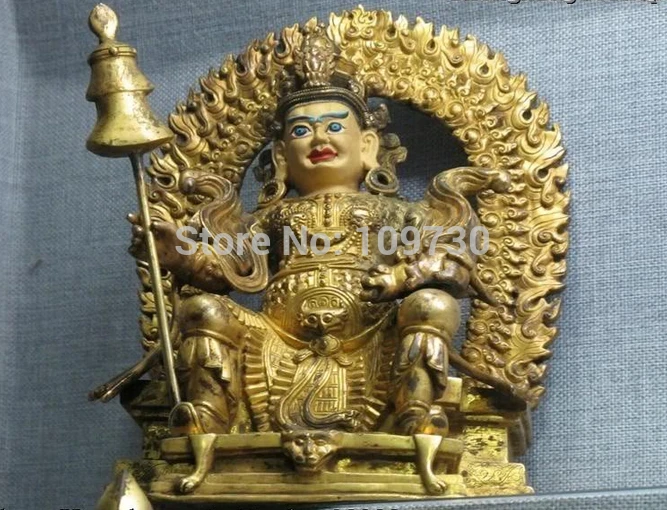 002669 10"Tibet 100% Bronze 24K Gold mice God umbrella Guardian kings ...
