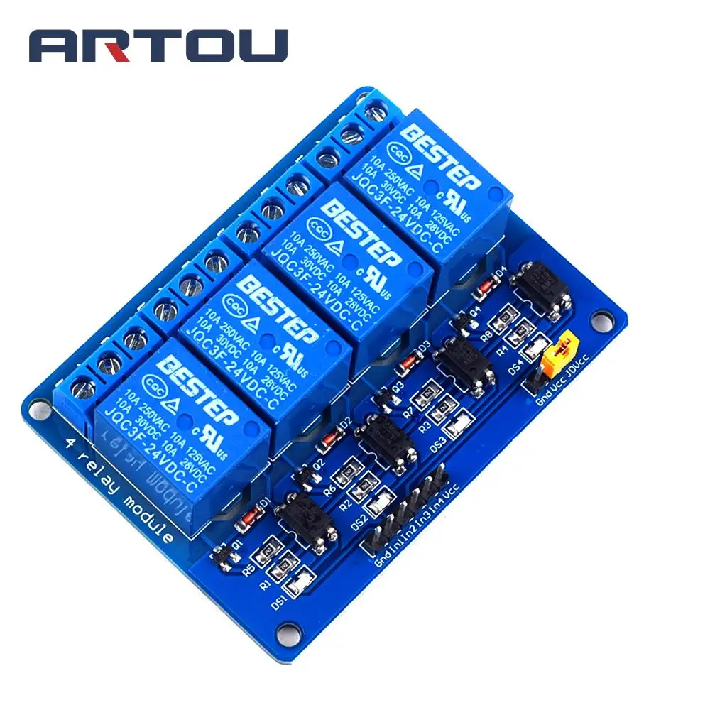 1PCS 4 Channel 24V Relay Module Low Level Control 4Channel Relay Module ...