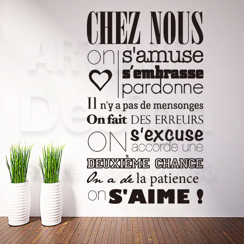 Art design home decoration cheap vinyl french quote rules words wall ...
