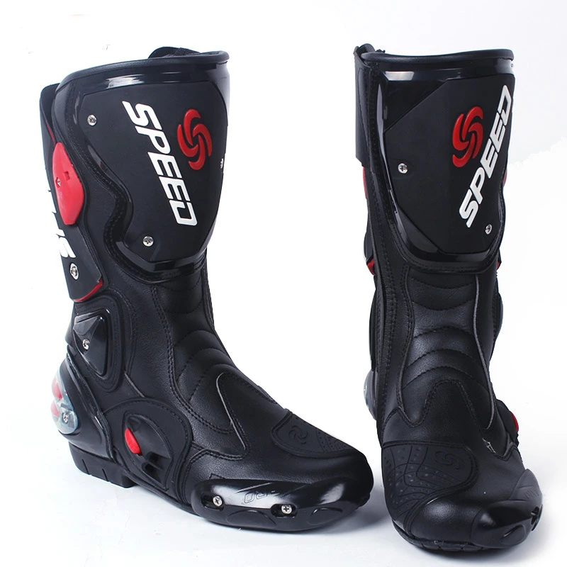 SPEED Motorcycle Boots Moto Racing Motocross Wear resistant Leather ...