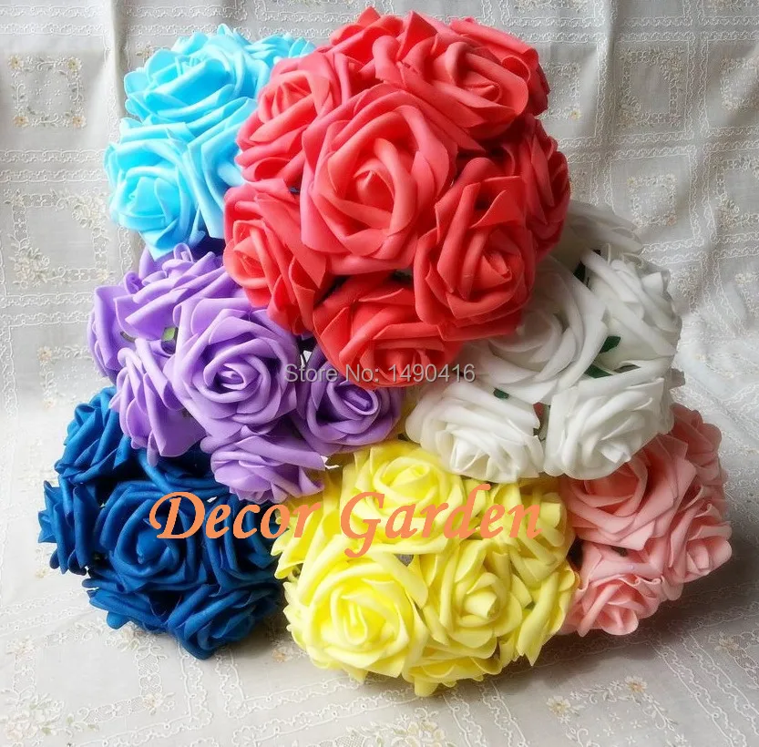 150PCS-15Colors-7CM-PE-Foam-Artifiical-Rose-Flower-DIY-Party-Wedding ...