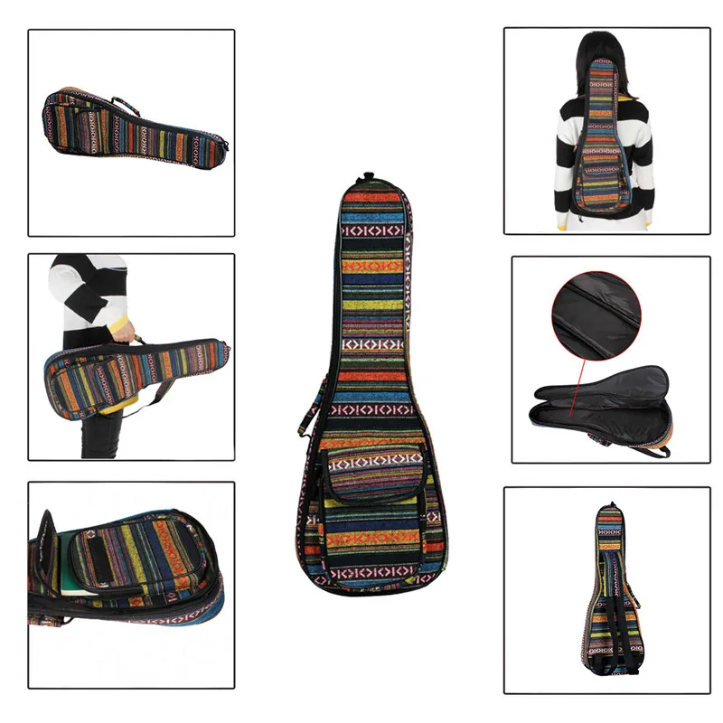 23 Ukulele Bag National Style Backpack Ukulele Case 6mm Cotton Padding 23-ukulele-bag-national-style-backpack-ukulele-case-6mm-cotton-padding