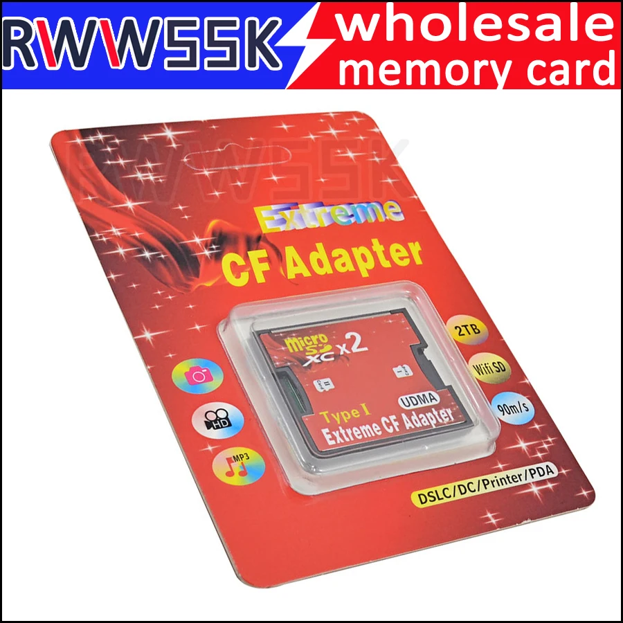 Original retail package Dual Slot Micro SD SDHC SDXC TF to CF Adapter ...