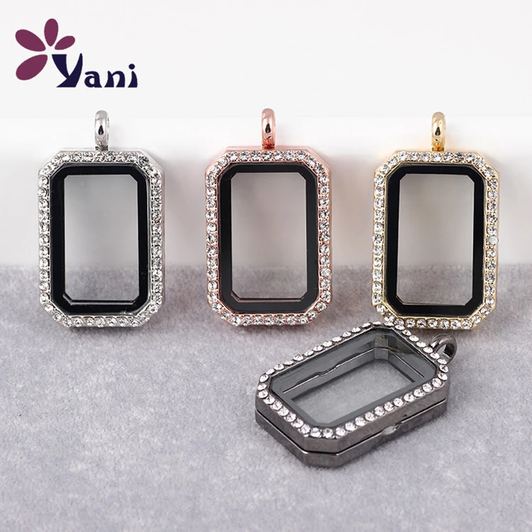 10pcs/Lot Geometric Rectangle Floating Locket Necklaces Pendant ...