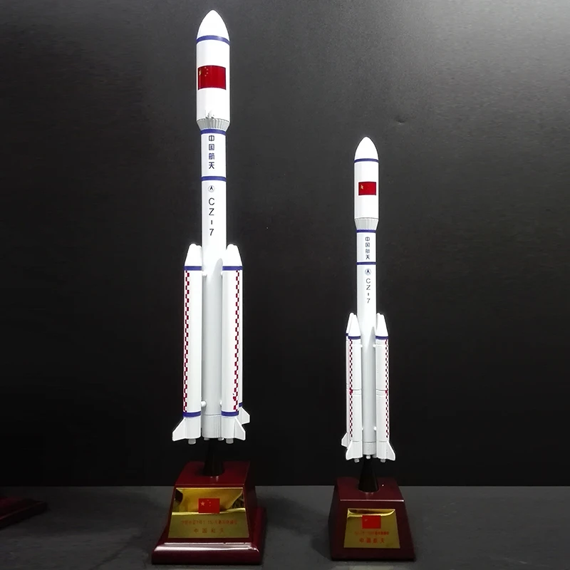 Long March 7 rocket model alloy Wooden pedestal china spacecraft ...
