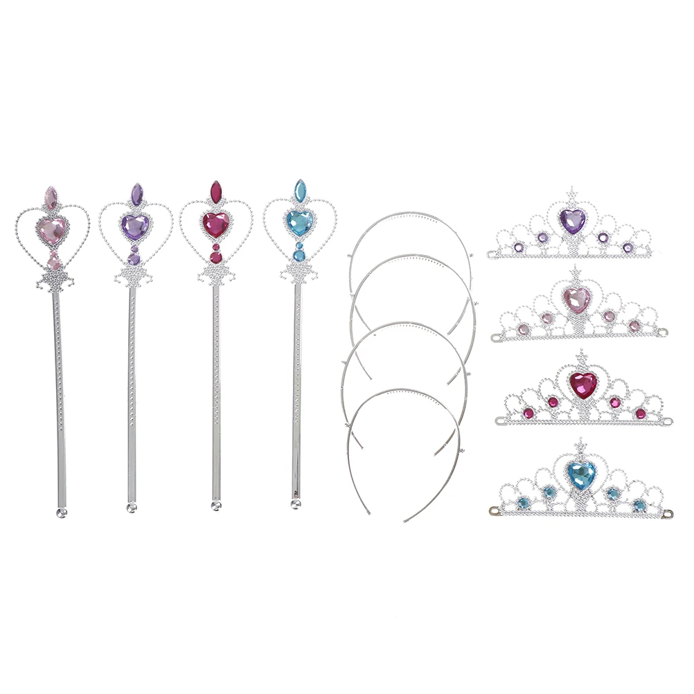 Crystal Tiara Crown Princess Crown + Magic Wand Girls Hair Accessories ...