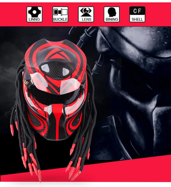 Capacete Predador 2 Capacete De Motocicleta Predador Picado Vermelho