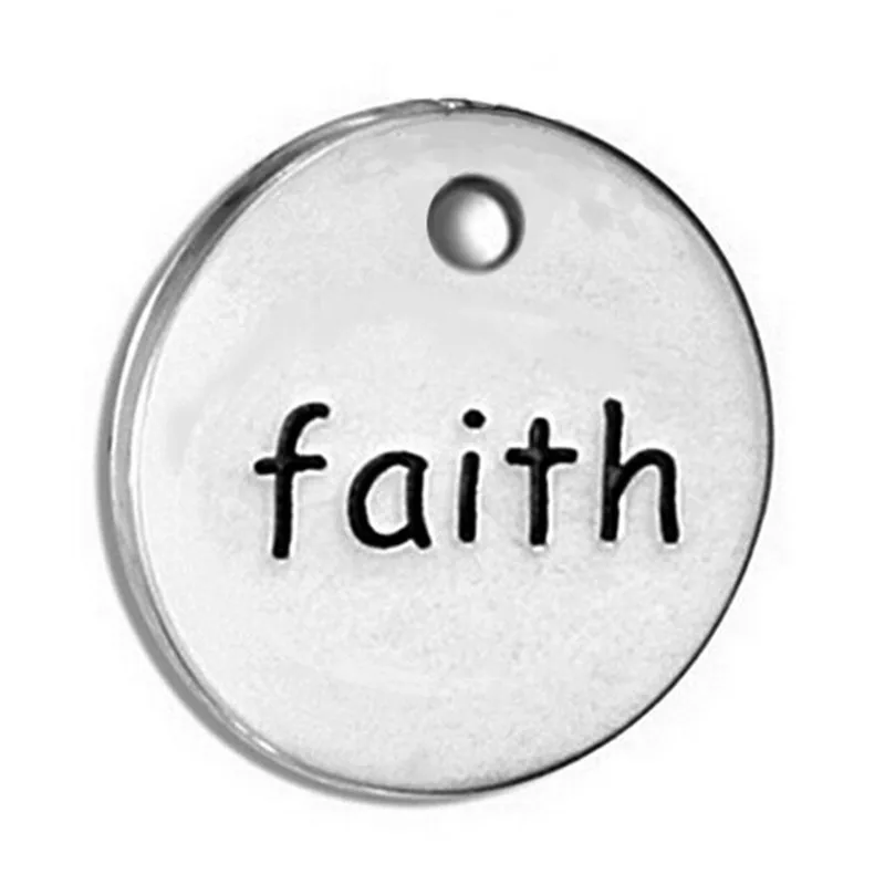Alloy metal round disc stamped faith message charm believe faith ...