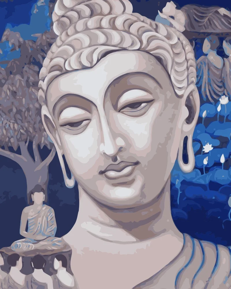 Mahuaf-j013 Buddha Painting Coloring By Numbers Digital Diy Oil ...