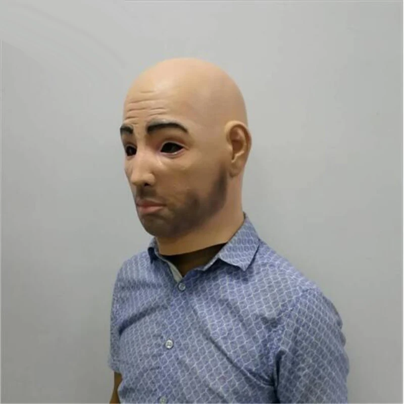 New Artificial Man Latex Mask Hood Full Face Wig Human Skin Face ...