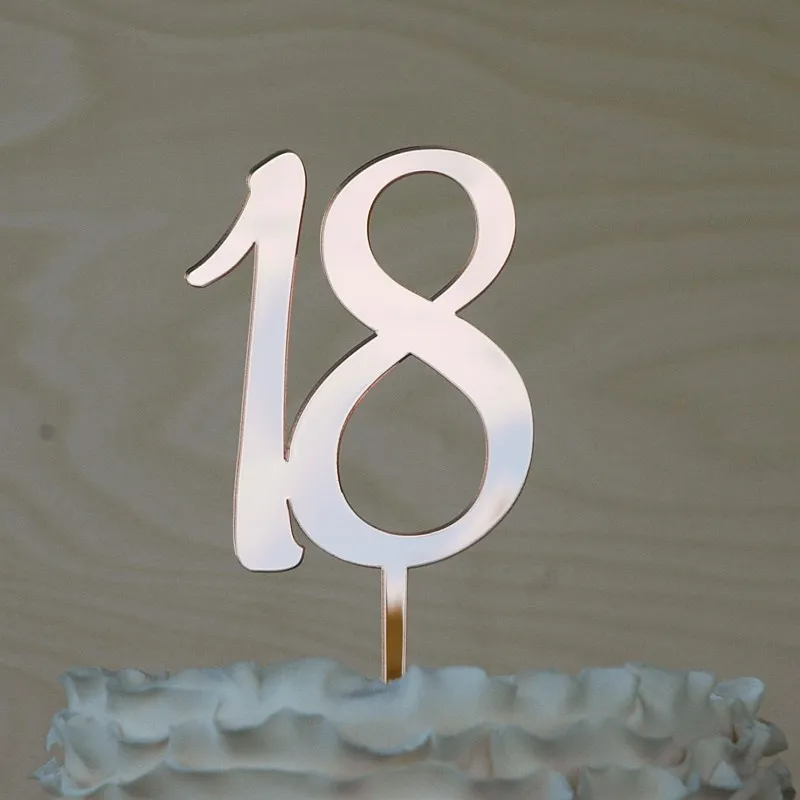 Mirror gold acrylic cake topper Number 18 Birthday Cake Topper Birthday ...