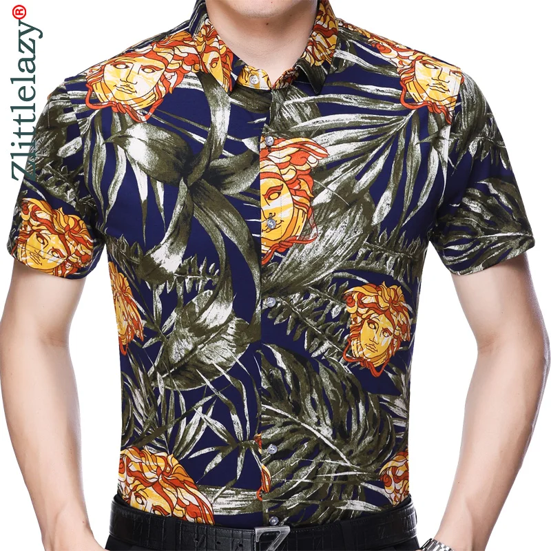 2018 Summer Mens Shirts Cotton Short Sleeve Casual Regular Fit Men