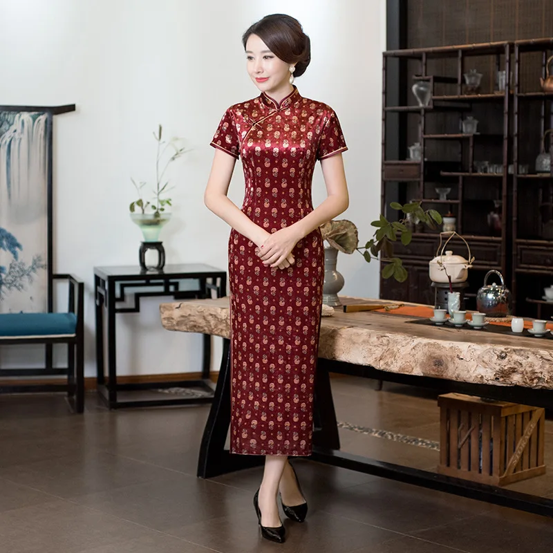 Vintage Elegant Cheongsam Dresses Velvet Cheongsams Velour Long Qipao
