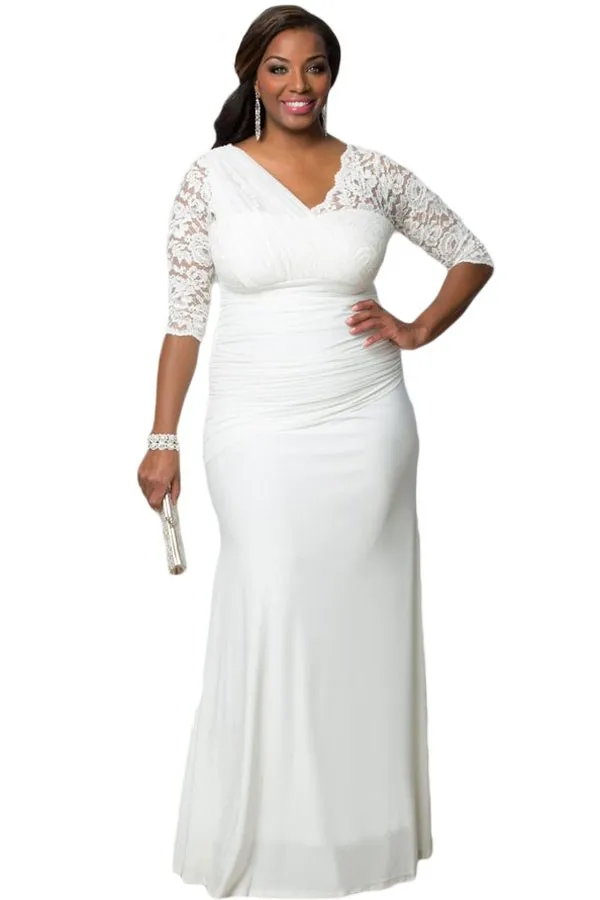 Sexy Party Dress Full-figured Womens Elegant Half Sleeves Gown Plus ...