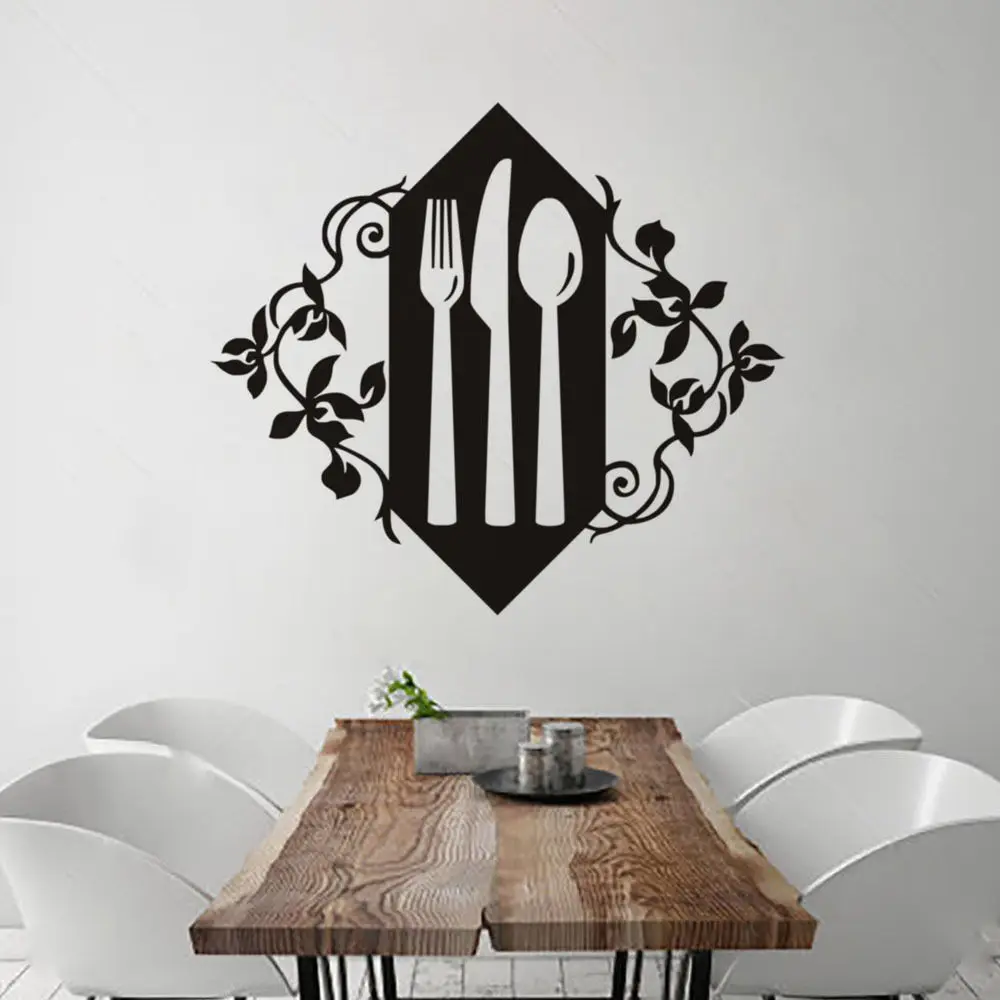 Kitchen Tableware Vinyl Wall Stickers Folk Knife And Spoon Art ...