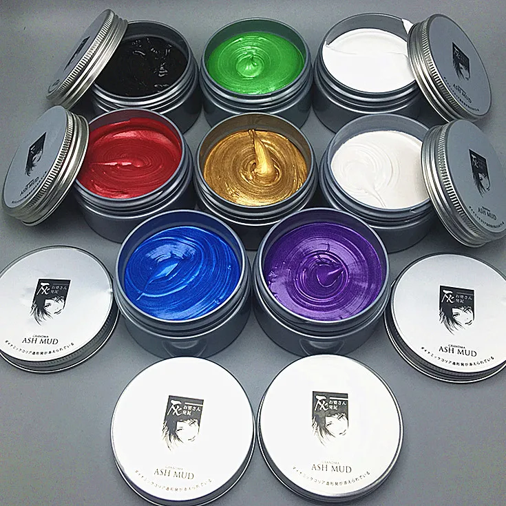 Hair Colour Waxes White Purple Gray Silver Ash Wax Hair Color Wax Mud ...