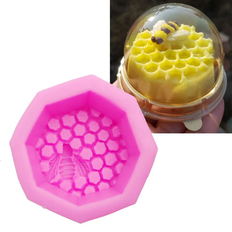 New DIY 3D silicone mold honeycomb beehive octagonal shape fondant bee ...