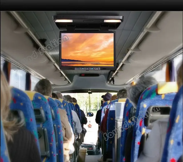 15.4 Inch Bus Coach Roof Mount Car LCD Monitor Flip Down Screen ...