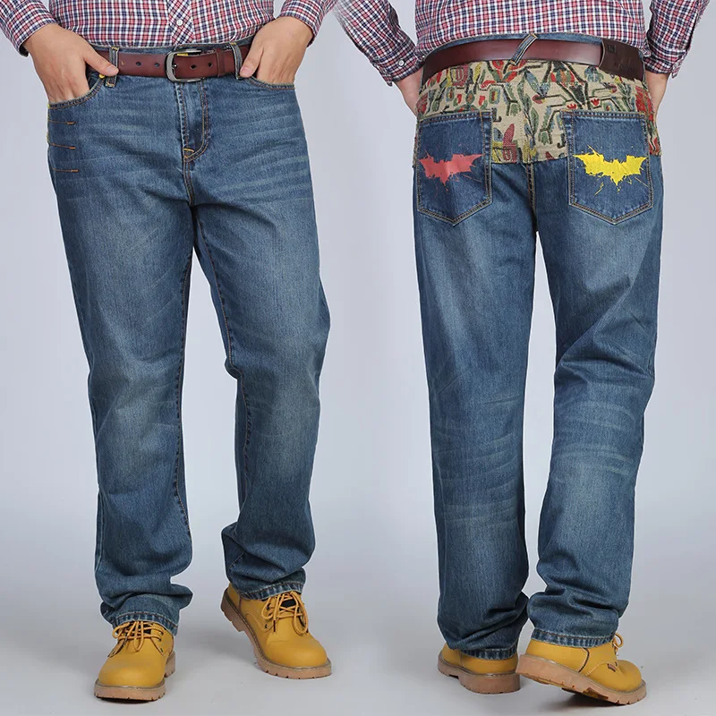 2015 new plus size 6XL big man jeans straight full lenght big guy pants ...