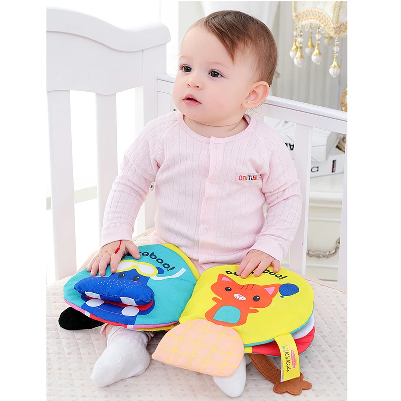 1pc Baby Rattle Toys Animal Soft Cloth embroidery Soft Cloth Book ...