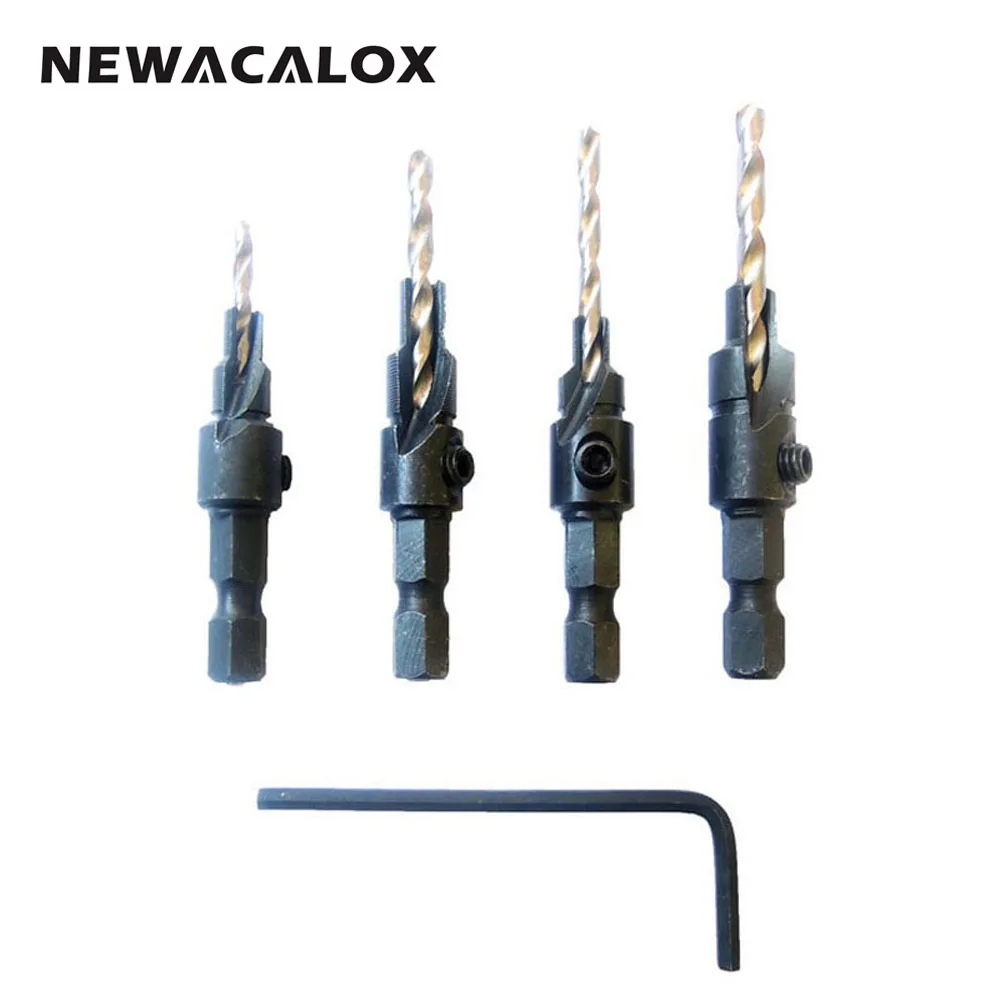 NEWACALOX 4PCS Wood Countersink Drill Bit Set Electric Carving Tools ...