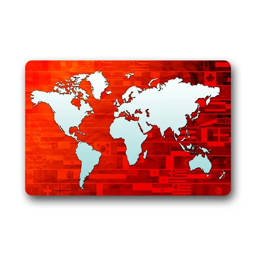 Original Design Art Print World Map On National Flags Fascinating Printed Doormat 23 6 IN X 15 7 