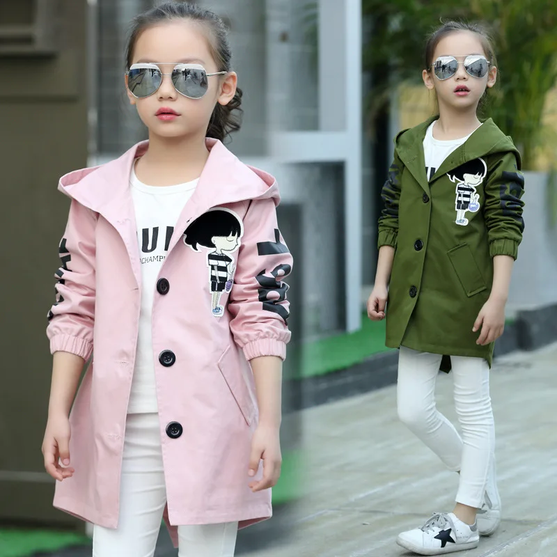 Girls long jacket coat autumn for size 4 5 6 7 8 9 10 11 12 13 years ...