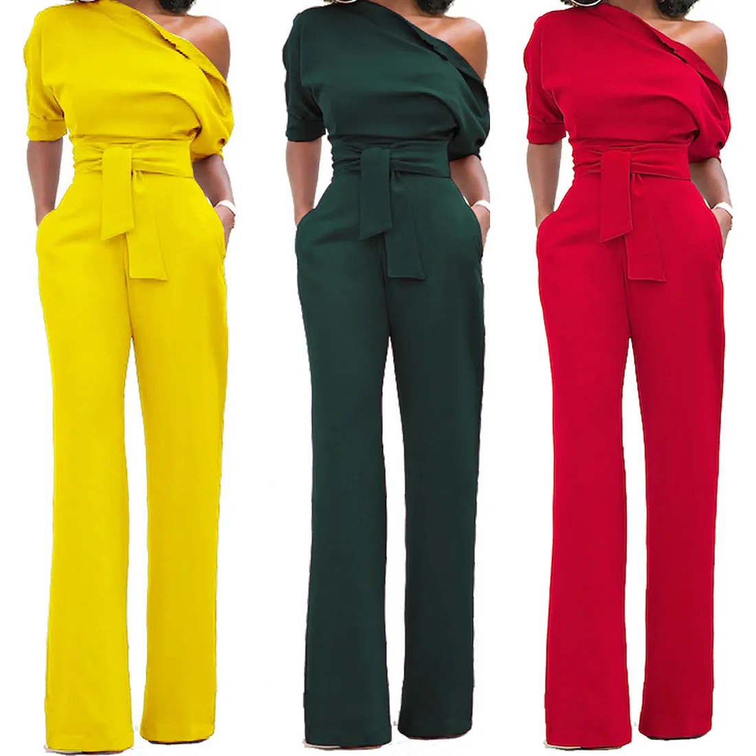 7 Color Fashion Off The Shoulder Elegant Jumpsuits Women Plus Rompers ...
