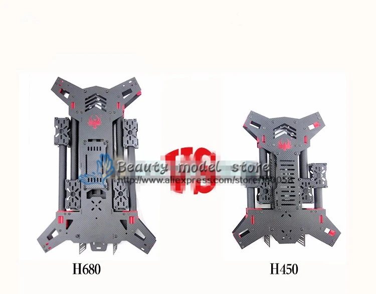 FPV drone quadcopter H4 Alien 450 / 680 pure carbon folding frame ...