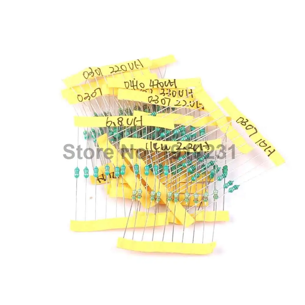 1/4W Inductors,1uH to 470uH Inductor, 14valuesX10pcs=140pcs,Electronic ...