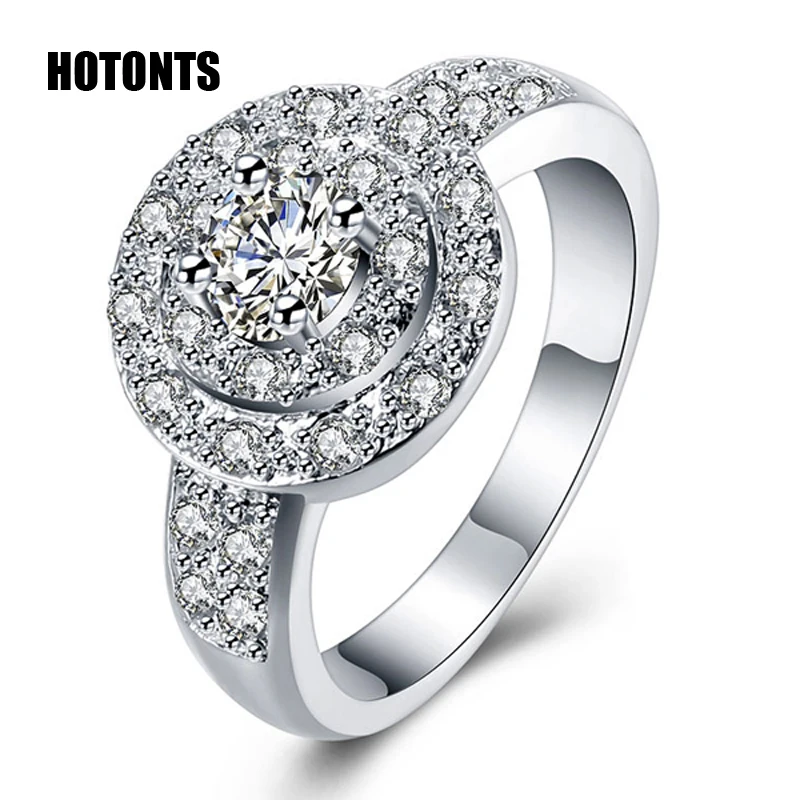 R823 Fashion Jewelry Women's 925 Sterling Silver Rhinestone Rings ...