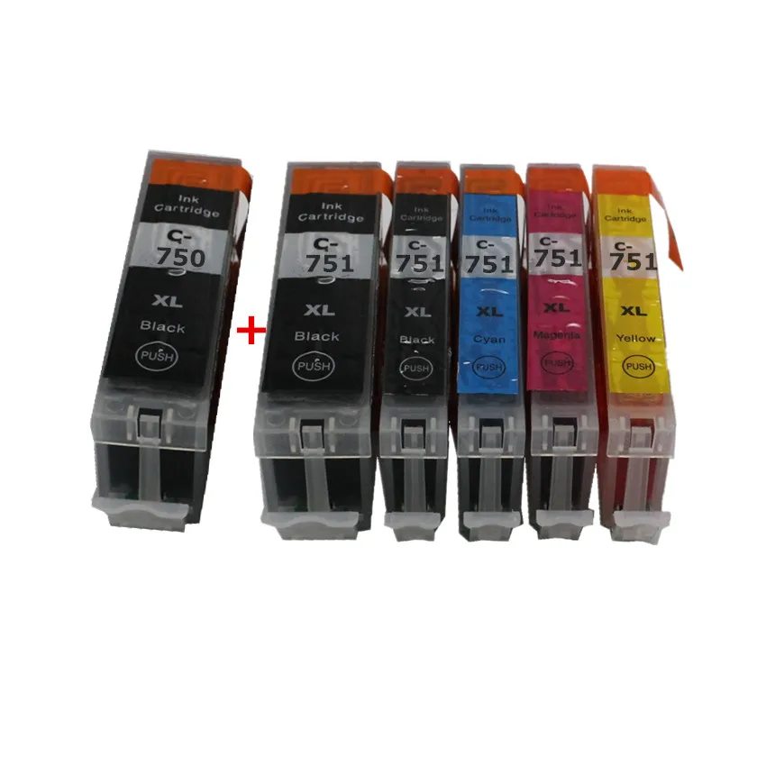 6ink PGI 750 750 751 ink cartridge for canon PIXMA MG5470 MG5670 MG6470 ...