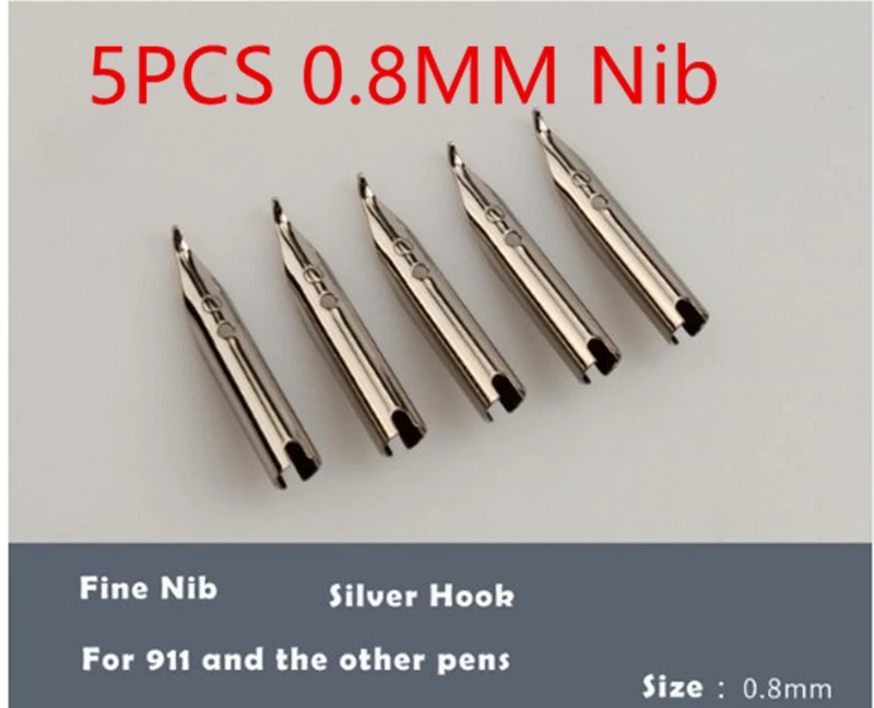 5pcs/set Jinhao 911 Silver Nibs Stainless Steel For Fountain Pen ...