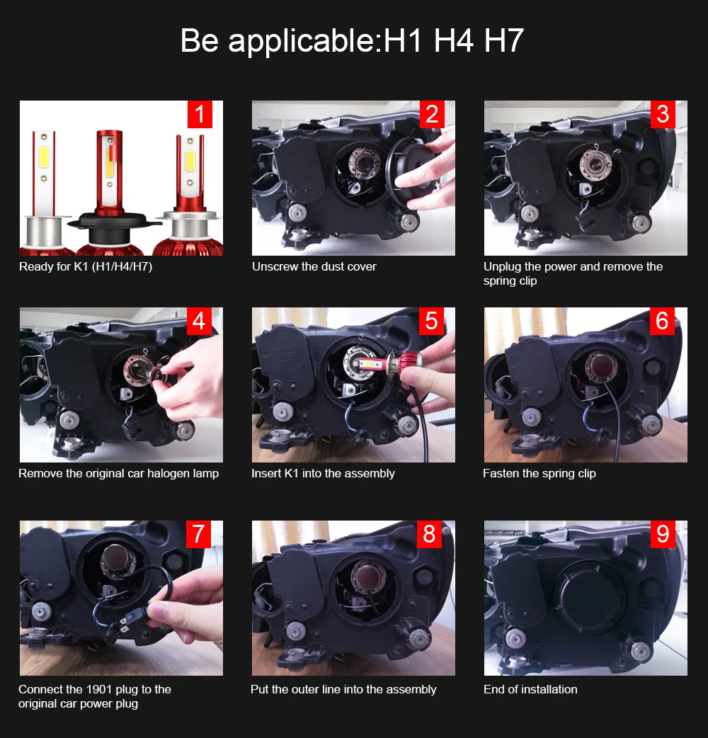 Zdatt Мини светодиодный лампы H7 автомобильный светильник H4 H11 H8 H1 ...